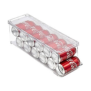 Sorbus Soda Can Organizer for Refrigerator Stackable Can Holder Dispenser with Lid for Fridge, Pantry, Freezer – Holds 12 Cans Each, BPA-Free, Clear Design