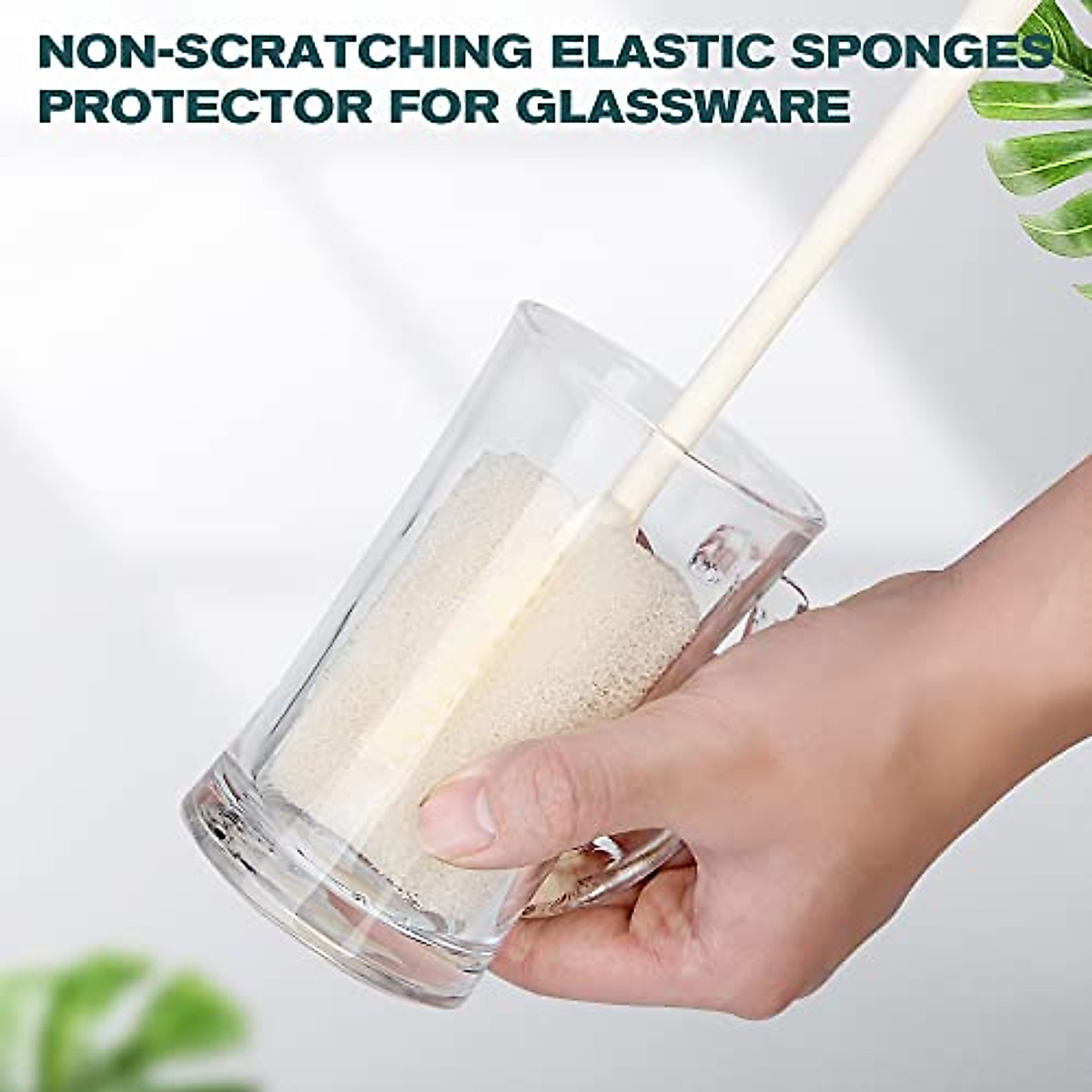 BEDELITE Water Baby Bottle Brush Cleaner, Long Handle Sponge Cleaning Brush, Bottle Cleaner Brush with Straw Cleaner for Washing Baby Bottles, Glasswares, Narrow Cup, Beige, 1 Pack