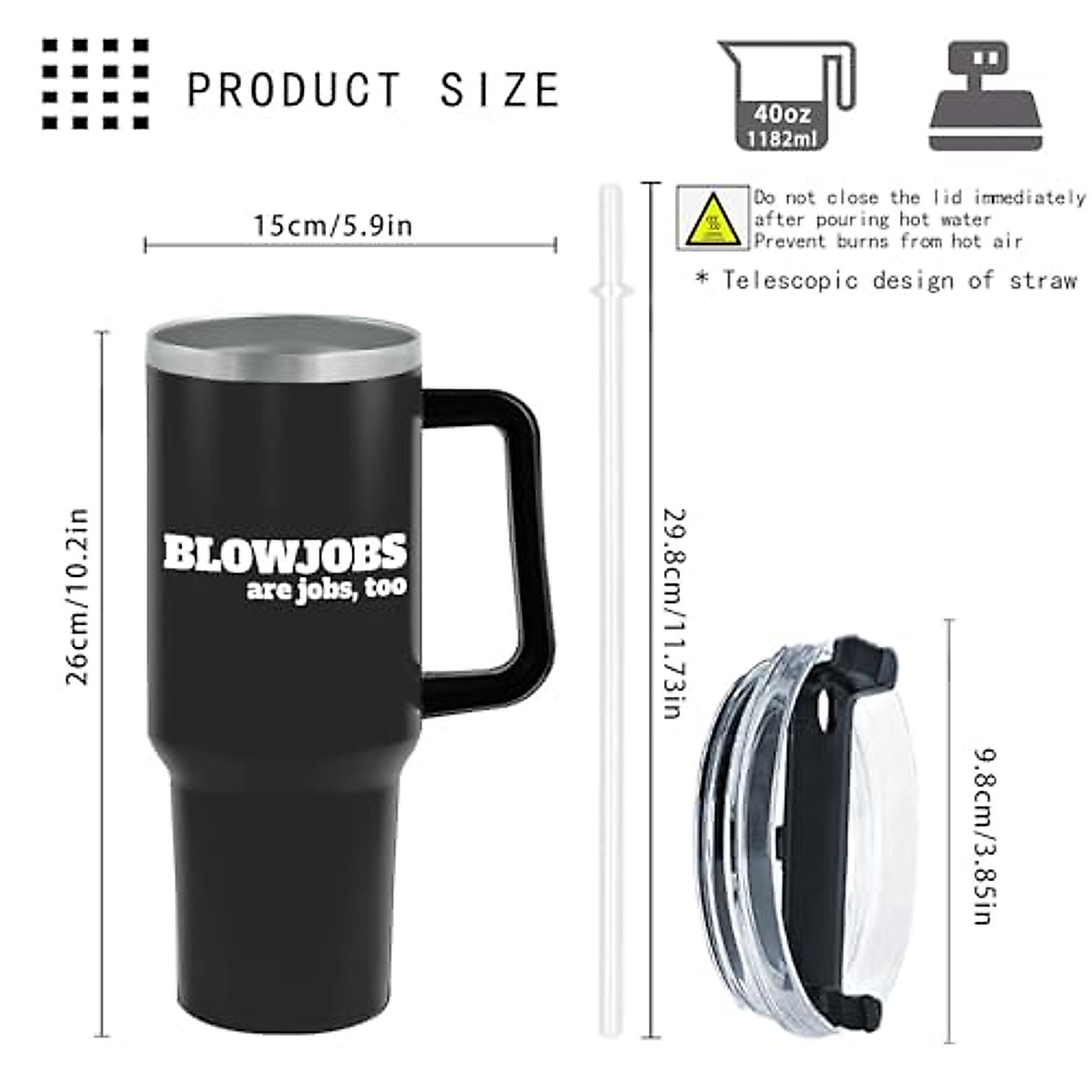 Blowjobs Are Jobs, Too Tumbler 40 oz Tumblers with Lid and Straw Insulated Tumblers Stainless Steel Tumbler Funny Gifts