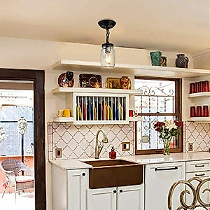 LNC Flush Mount Light Fixture,Farmhouse Mason Jar Pendant A03220, Single Ceiling