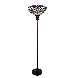 Radiance Goods Tiffany-Style Victorian Stained Glass Torchiere Floor Lamp 69" Height