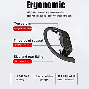 Sports Headphones, Power HBQ PRO Portable Bluetooth 5.0 Earphone Digital Display Wireless in Ear Sports Headset Sport for Sports and Fitness Enthusiasts（Black）