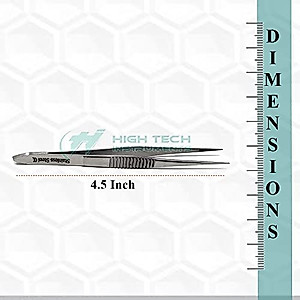 Professional Stainless Steel Set of 3 Tweezers 4.5" with Fine Serrated Precision Straight Tips for Facial Hair, Splinter and Ingrown Hair Removal Used by Women & Men
