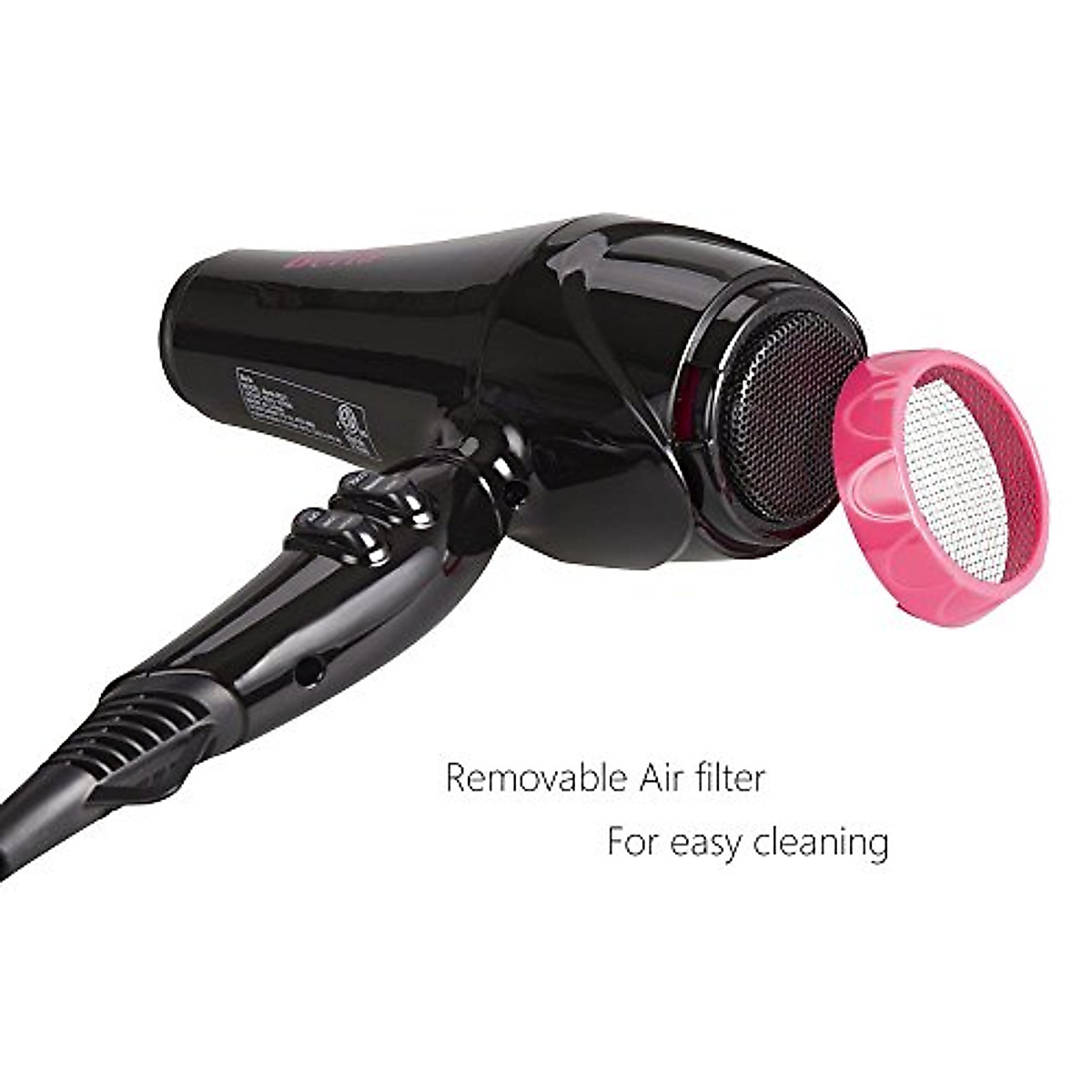 BERTA 1875W Professional Salon Hair Dryer Negative Ionic Blow Dryer, 2 Speed 3 Heat Settings Cool Button with AC Motor, Concentrator Nozzle & Diffuser