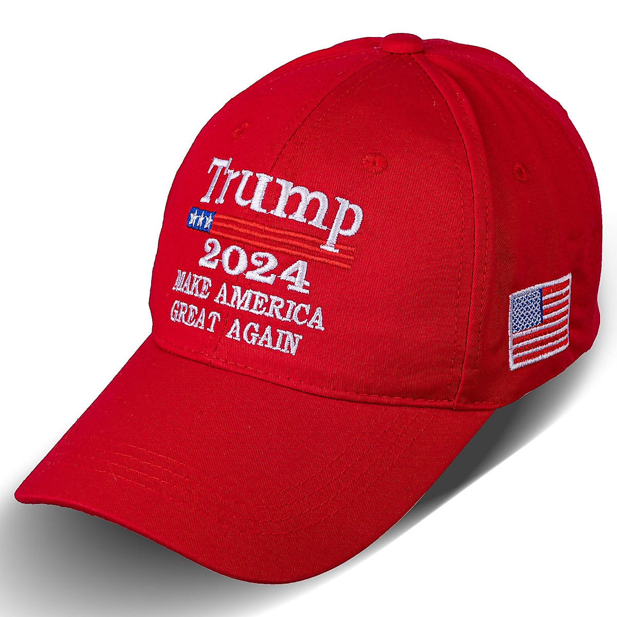 2024 MAGA Hat Make America Great Again Hat, Slogan with USA Flag Cap Adjustable MAGA Hats for Men wonen Baseball Cap (Cotton, Red)