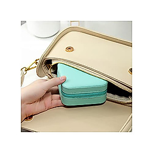 TRODANCE Mini Jewelry Travel Case,Small Travel Jewelry Organizer, Portable Jewelry Box Travel Mini Storage Organizer Portable Display Storage Box For Rings Earrings Necklaces Gifts (Blue)