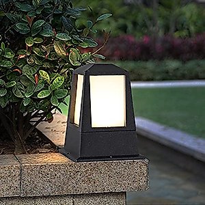 ZMY Modern Industrial Minimalism Pole Lantern Outdoor Waterproof Rust-Proof Column Lamp Villa Fence Garden Door Post Lighting Courtyard Home Pillar Light Pathway Illumination E27 Edison