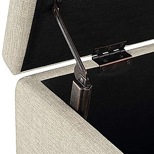 Amazon Basics Upholstered Storage Rectangular Ottoman and Entryway Bench, Beige, 35.5"W x 16.5"D x 17"H