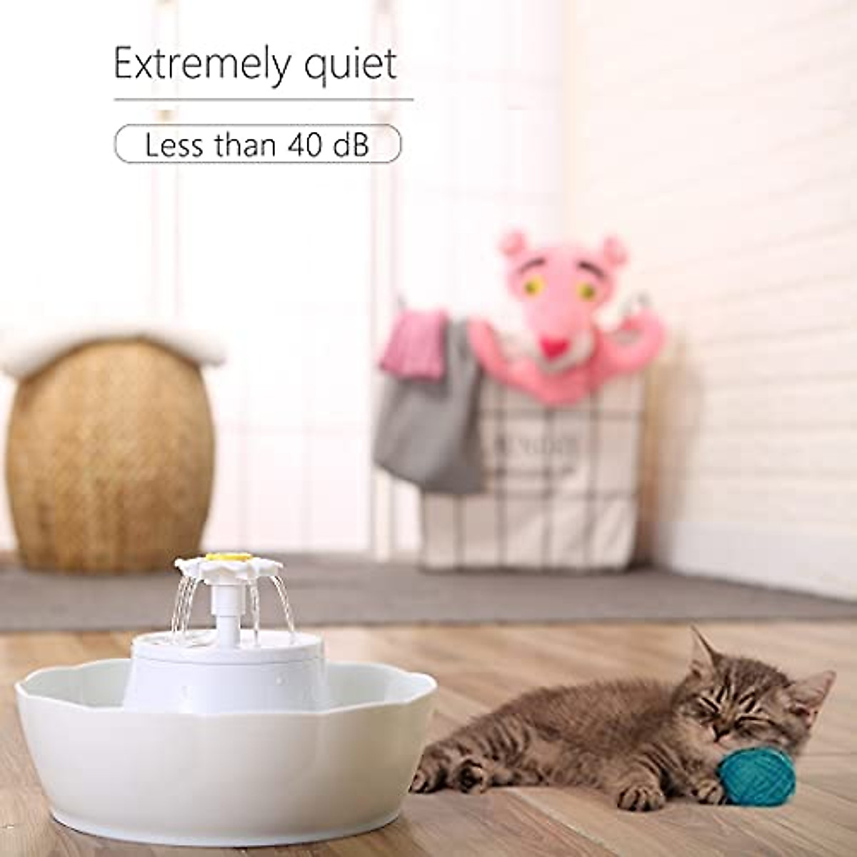 Cat Water Fountain, 360 Cat and Dog Water Dispenser, 3 Ways to Drink, LED Light with Switch, Multi-Directional Streams, Extremely Quiet
