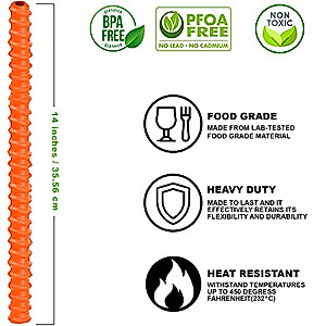 Silicone Oven Guard for Rack Covers - Oven Rack Protector - heat shield for toaster oven - silicone oven rack shields - Silicone Oven Rack Protector Against Burns and Scars 14 inches (Orange)