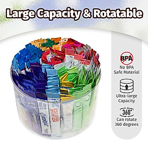 Drink Packet Organizer for Powdered Drink Mix,Powder Packet,Water Packet,Water Flavor Packet,Lazy Susan Organizer for Drink Mix Rotating Holder for Drink Mix Necessities