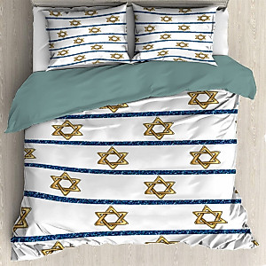 ARTBLANKET Hanukkah Bedding Duvet Cover 3 Piece Set King 104 x 90 in Ultra Soft and Breathable(1 Comforter Cover + 2 Pillow Shams)