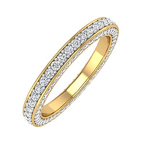 FINEROCK 1 Carat Prong Set Diamond Ladies Wedding Eternity Ring in 14K Yellow Gold - IGI Certified (Ring Size 7)