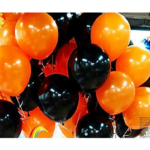 IyGnaw 100 Pcs 12 Inch Orange Black Halloween Latex Party Decoration Balloons for Hallows' Day Party Birthdays Wedding