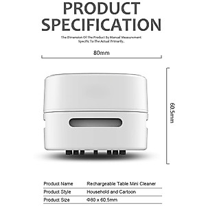 ODISTAR Desktop Vacuum Cleaner, Mini Table dust Sweeper Energy Saving,High Endurance up to 400 mins,360º Rotatable Design for Keyboard/Home/School/Office (White)