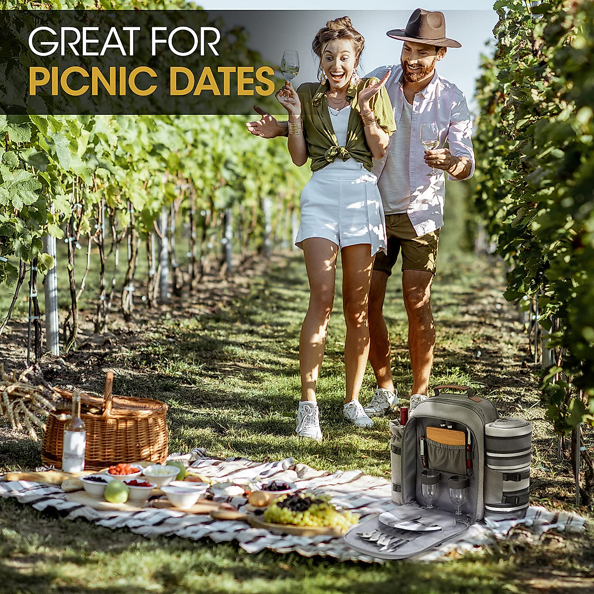 DELUXY Mr and Mrs Insulated Picnic Backpack for 2 - Wedding Gifts for Couple 2022, Cool Bridal Shower Gifts for Bride, Couples Gifts, for Couples Newly Engaged Unique, Anniversary