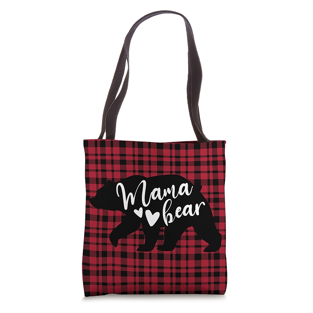 Mama Bear Buffalo Black and Red Plaid Family Women Mom Tote Bag