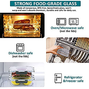 M MCIRCO [5-Packs, 30 Oz] Glass Meal Prep Containers with Snap Locking Lids Glass Food Containers,Airtight Lunch Container,Microwave, Oven, Freezer and Dishwasher