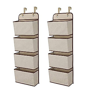 Delta Children 4 Pocket Over The Door Hanging Organizer - 2 Pack, Easy Storage/Organization Solution - Versatile and Accessible in Any Room in the House, Beige