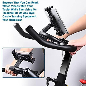 JUBOR Tablet Holder, Bike ipad Holder Stand for Indoor Gym Treadmill, Stationary Bicycle and Spin Exercise Bike, Tablet Mount Clamp for iPad Pro 12.9, Mini, Air, Galaxy Tabs and 4.7-12.9" Devices