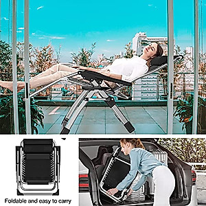 Sibosen Oversized Adjustable Steel Mesh Zero Gravity Reclining Lounge Chair Recliners w/Pillow, Padded Cushion and Cup Holder, Grey