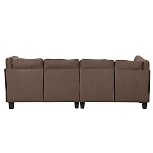 Casa Andrea Milano Modern Reversible Sectional Sofa Couch with Chaise,Brown, Large