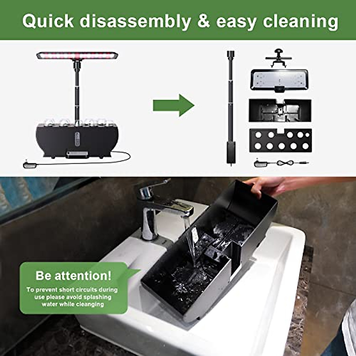 Indoor Garden Hydroponic Growing System, Plant Germination Kit Herb Vegetable Growth System with LED Grow Light, Automatic Timer, Hydroponic Planter Grower Harvest Veggie, Black