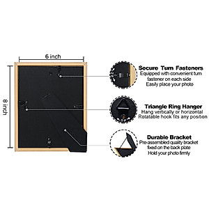 VIOLABBEY 6x8 Picture Frame Red, Photo Frame Set of 4, Display 4x6 Photo with Mat and 6x8 without Mat, Wall or Tabletop, HD Real Glass