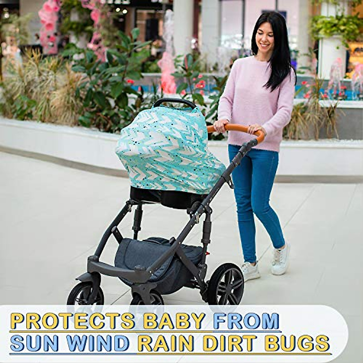 Multi Use Nursing Breastfeeding Cover Scarf Car Seat Canopy by Busy Monkey-Shopping Cart-High Chair-Stroller and Carseat Covers for Boys and Girls-Infinity Stretchy Shawl-Baby Shower-Arrows