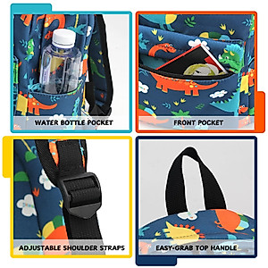 Zicac Children's Cute Canvas Backpacks Toddler Backpack (M, Blue Dinosaur)