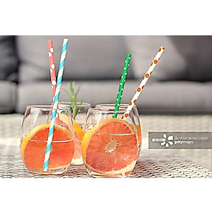 100PCS Rainbow Paper Straws Blue Strips Orange Dot Blue Strips Colorful Disposable Party Straws One-off Drinking Straws for Juices Beverages Shakes Eco-friendly Straw Easter Drink Party Favor Supplies