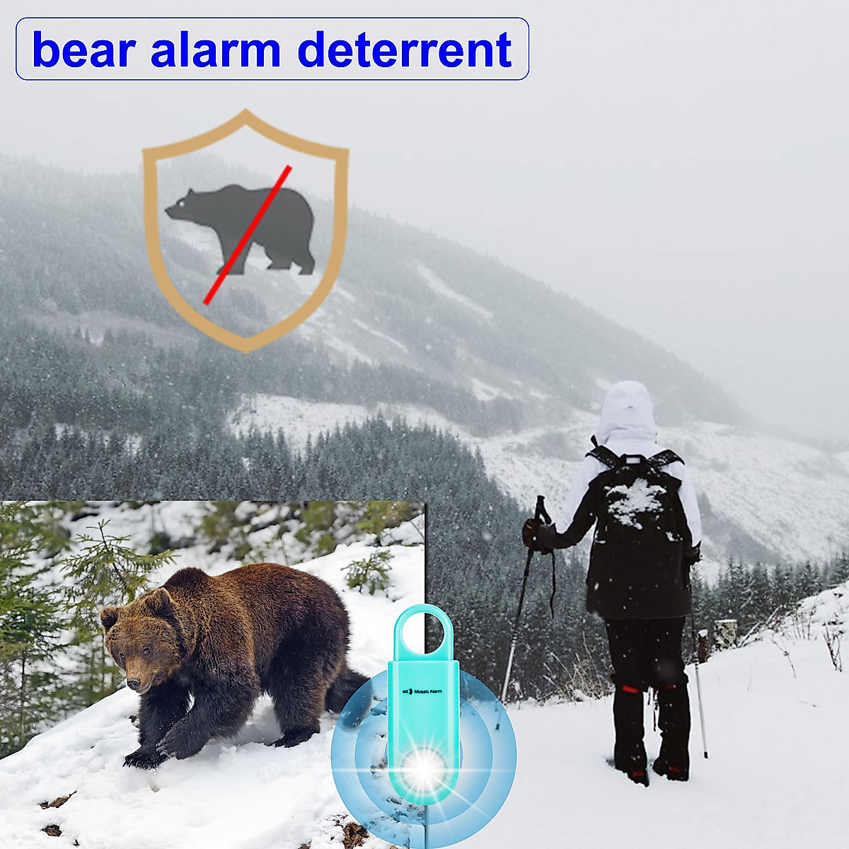 130dB Personal Safety Alarm Strobe Light. Loud Sound SOS Emergency Alerts with Carabiner. Self Defense Keychain Siren for Women, Elderly, Children, Night Runners, Hiking. Bear Alarm Deterrent. Aqua
