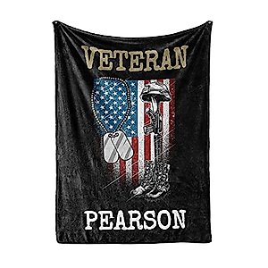 Veteran Blanket, Military Throws, Gift for Veteran, Gifts for Soldiers, Military Blanket, Thank You Gifts for Veterans, (D4-50“x60“- Medium Sherpa) Design 4