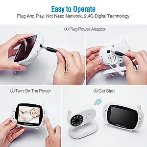 Video Baby Monitor with Camera Baby Security Surveillance Camera Latest with 3.5" Screen, Night Vision, Temperature Sensor, Lullaby, Two Way Talkback, Sound Activated & Audio Only Mode