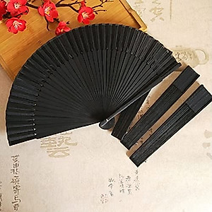 1pc Folding Large Fan: Wedding Fashion Tassel Chinese Fan, Men Picnic, Retro Style Handmade Outdoor Bone Fabric Tassels Foldable Handheld Part, Summer Dance Party Women Bag Fans fan ( Color : Black ,