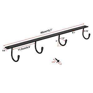 MOCOUM Under Cabinet Coffee Mug Holder, Metal Mug Cup Hook Iron Hanging Mug Rack Under Shelf Coffee Cup Holders Mug Organizer Rack for Mugs, Coffee Cups and Kitchen Utensils Display (Black, 3)