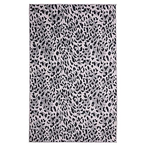 Furnish my Place Leopard Print Area Rug - 3 ft. 6 in. x 5 ft. 6 in, Ligh Grey, Rectangular Accent Rug with Contemporary Design