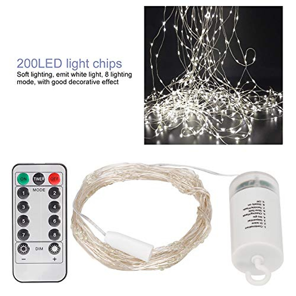 Decorative Lamp, Light Fixture Fairy String Lights, 8 Modes Waterproof for Garden Home