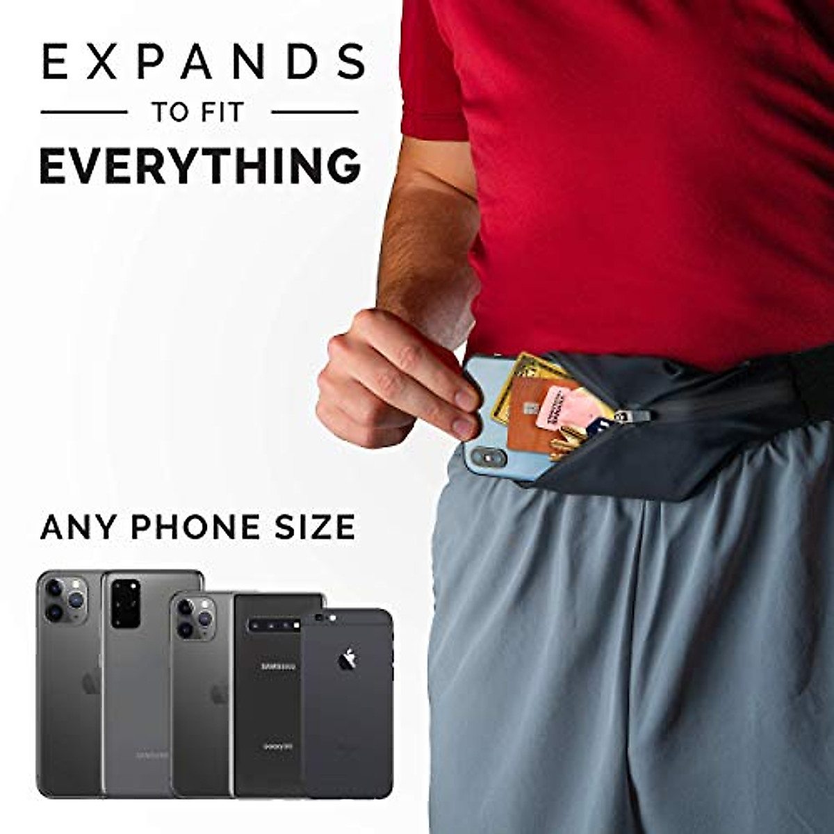 Back Bay Duet 50 Pro Wireless Bluetooth Earbuds and Slim Running Belt for Women, Men. 130 Hour Long Battery Life with Charging Case. Waterproof iPhone Holder Waistband for Runners