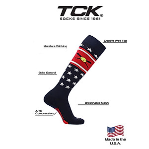 TCK Patriotic USA Softball Socks with Softball Bats (Navy/Red/White, Small)