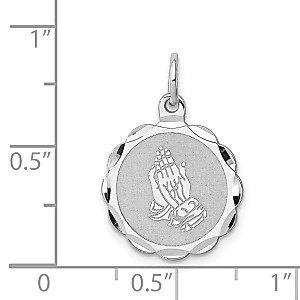 IceCarats 925 Sterling Silver Jesus Christ Praying Hands Lord Serenity Prayer Disc Necklace Religious Pendant Christian Faith Charm Only