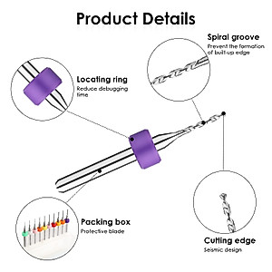 50 Pcs Micro Drill Bit Set Micro Drill Bits Tungsten Steel PCB Print Circuit Board Flute CNC Router Bits Shank for Rough Stone Jewelry Punching Engraving (0.3-1.2 mm)