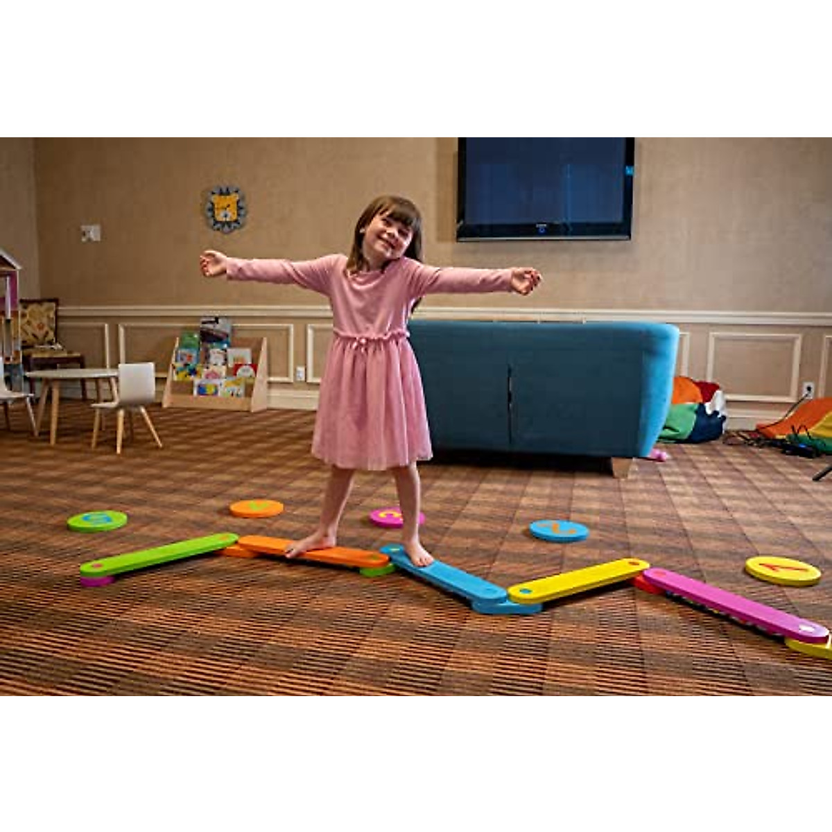 Wood Balance Beam Set for Children - Montessori Toddler Obstacle Path with Stepping Stones