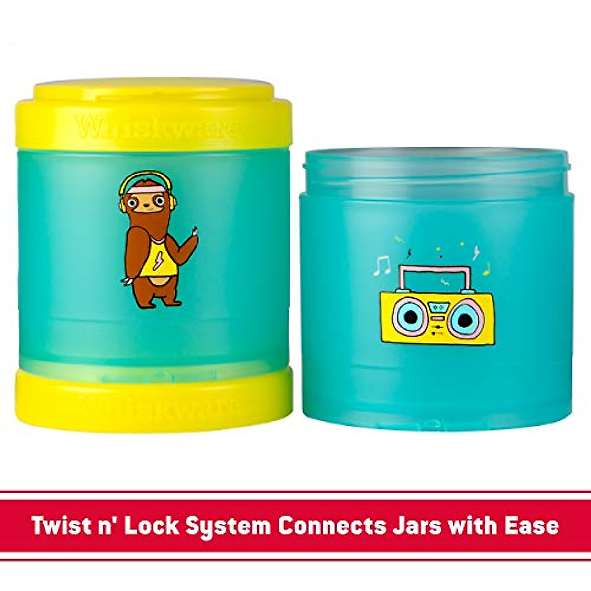 Whiskware Animal Stackable Snack Containers for Kids and Toddlers, 3 Stackable Snack Cups for School and Travel, Skating Unicorn