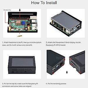 Waveshare Aluminum Alloy Case for Raspberry Pi 4 Compatible with 3.5inch Display (Case ONLY)