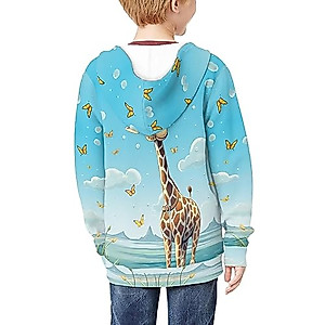 DISNIMO Giraffe Hoodies for Girls Size 8-10 Kids Zip Up Hoodie Sweatshirt Teen Girls Lightweight Fall Jacket Casual Long Sleeve Pullover Top