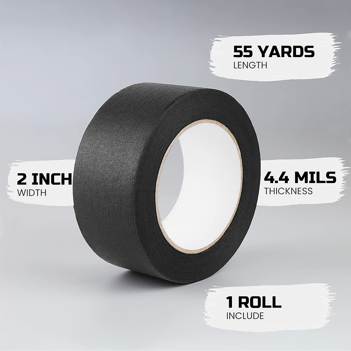 Lichamp Wide Black Painters Tape 2 inch, 1pc Medium Adhesive Black Masking Tape, 1.95 inches x 55 Yards