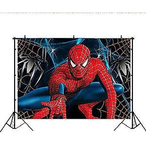 Jinsen, Spider Super Hero Family Backdrops Kids Happy Birthday Party Custom Banner Decoration Photography Background for Photo Studio Newborn Baby Shower Birthday Party Supplies Banner