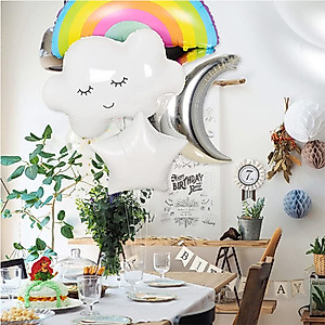 7 Pcs Rainbow Balloons Cloud Balloons Rainbow Foil Balloons Cloud Foil Mylar Balloons Rainbow Cloud Balloons Birthday Foil Balloon Smiling Face Tassel Balloons Photo Prop Party Decoration