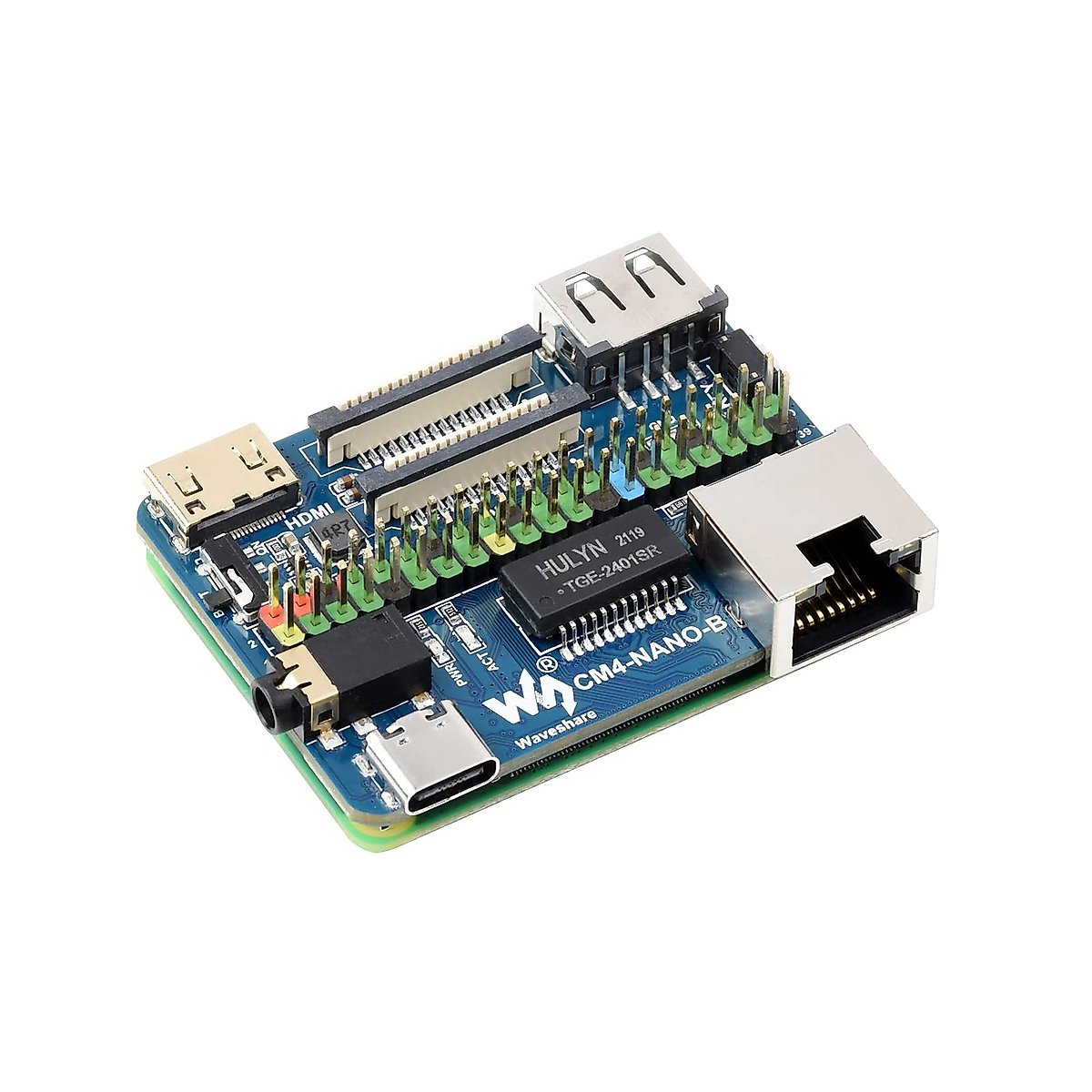 Nano Base Board (B) for Raspberry Pi Compute Module 4, Same Size as CM4, with Standard CM4 Socket, Raspberry Pi 40PIN GPIO, Gigabit Ethernet, USB2.0, DSI, CSI, HDMI, 3.5mm Audio Jack etc.
